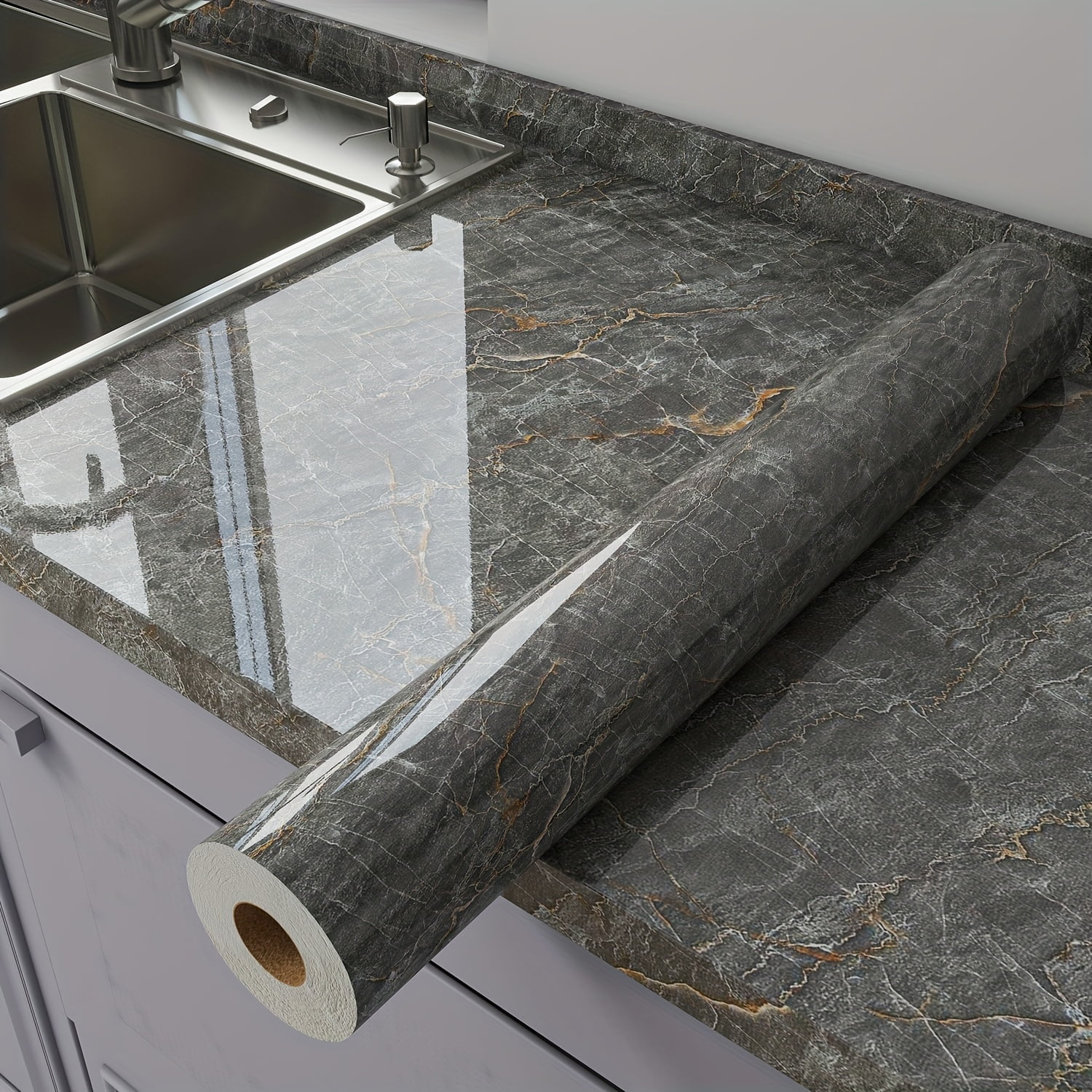 Marble Peel & Stick Wallpaper - Heat/Oil Resistant Vinyl Contact Paper ...