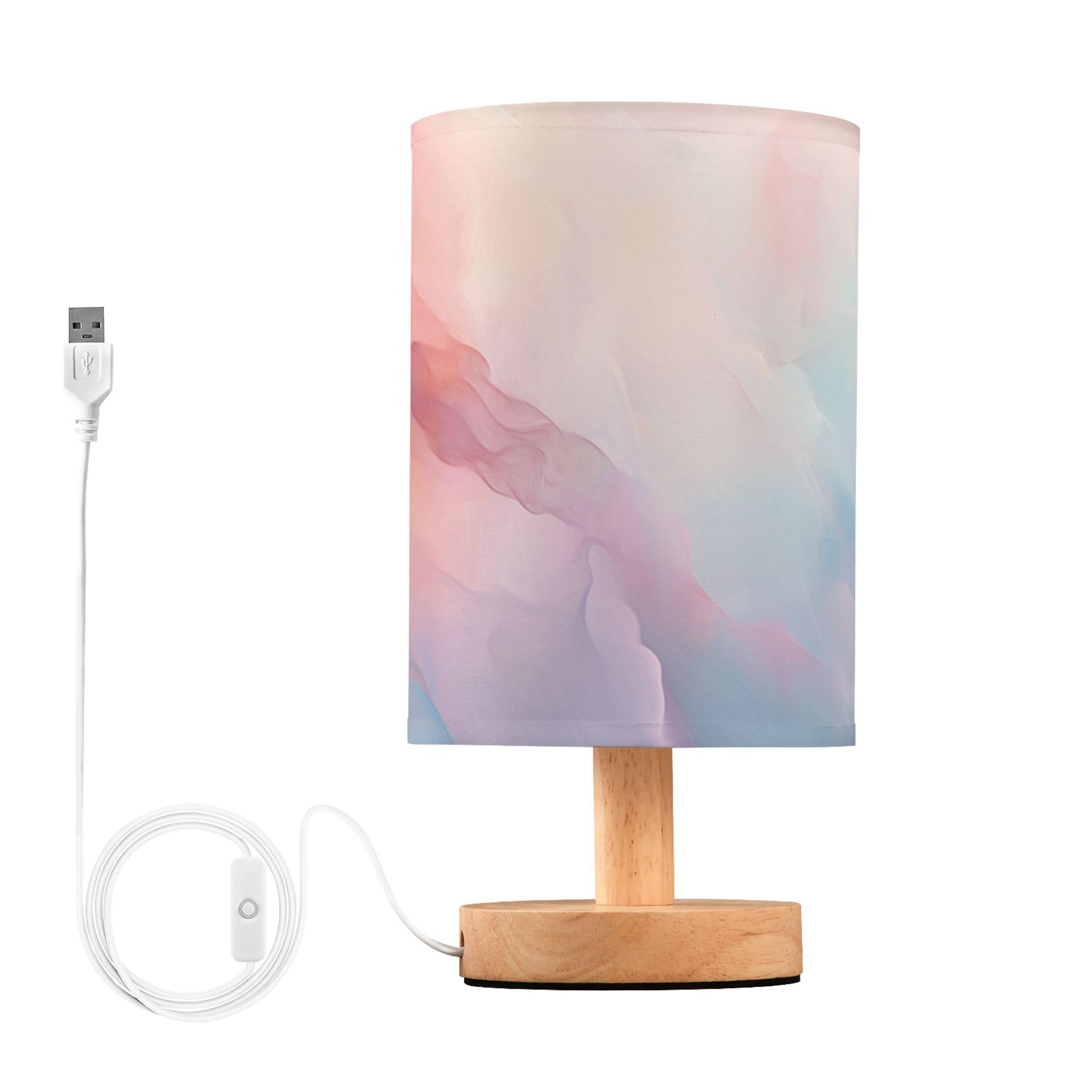 Marble Pink Bedside Table Lamp LED Warm Lights with USB Charging Port ...