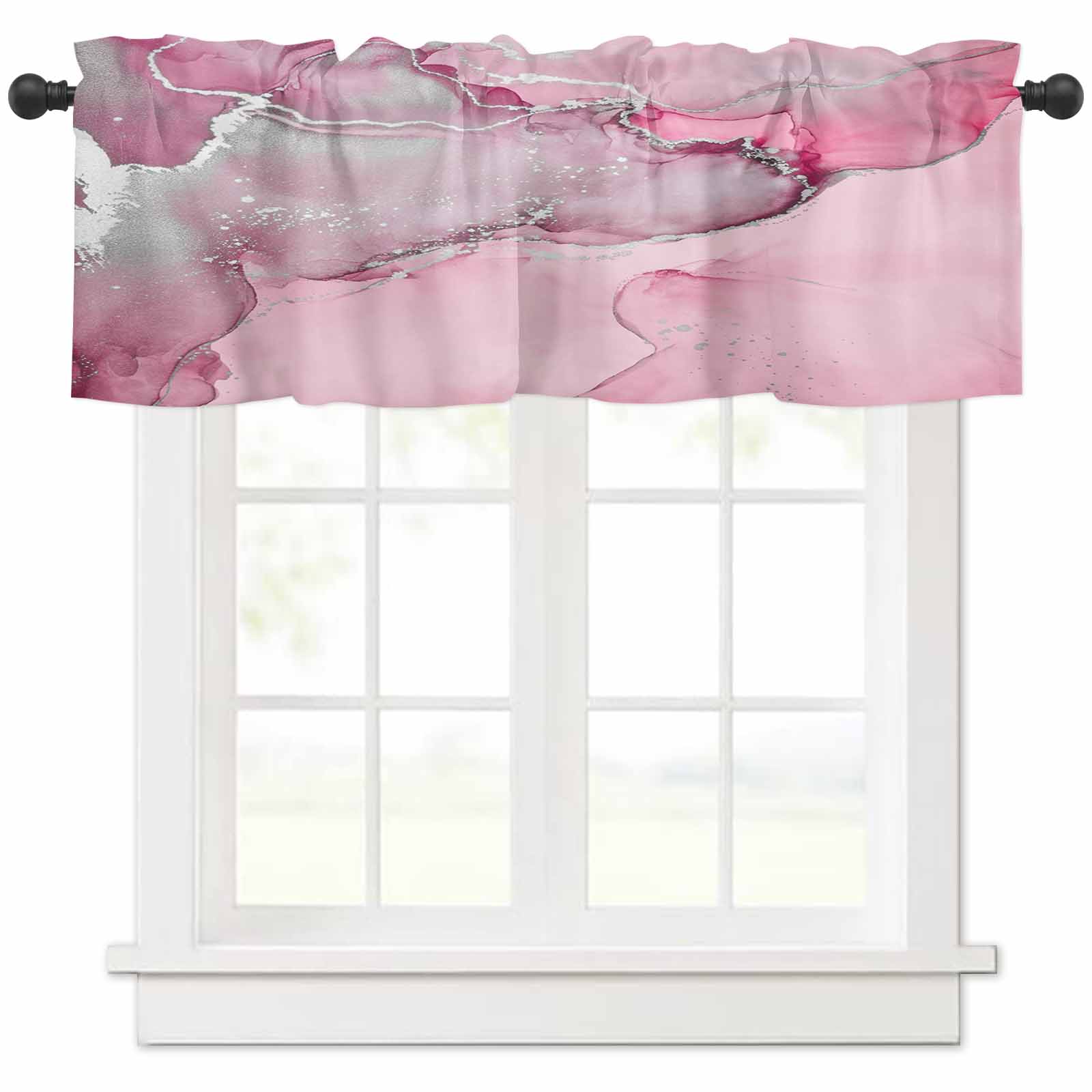 Marble Pink Valances for Windows Farmhouse Kitchen Curtains Valances ...