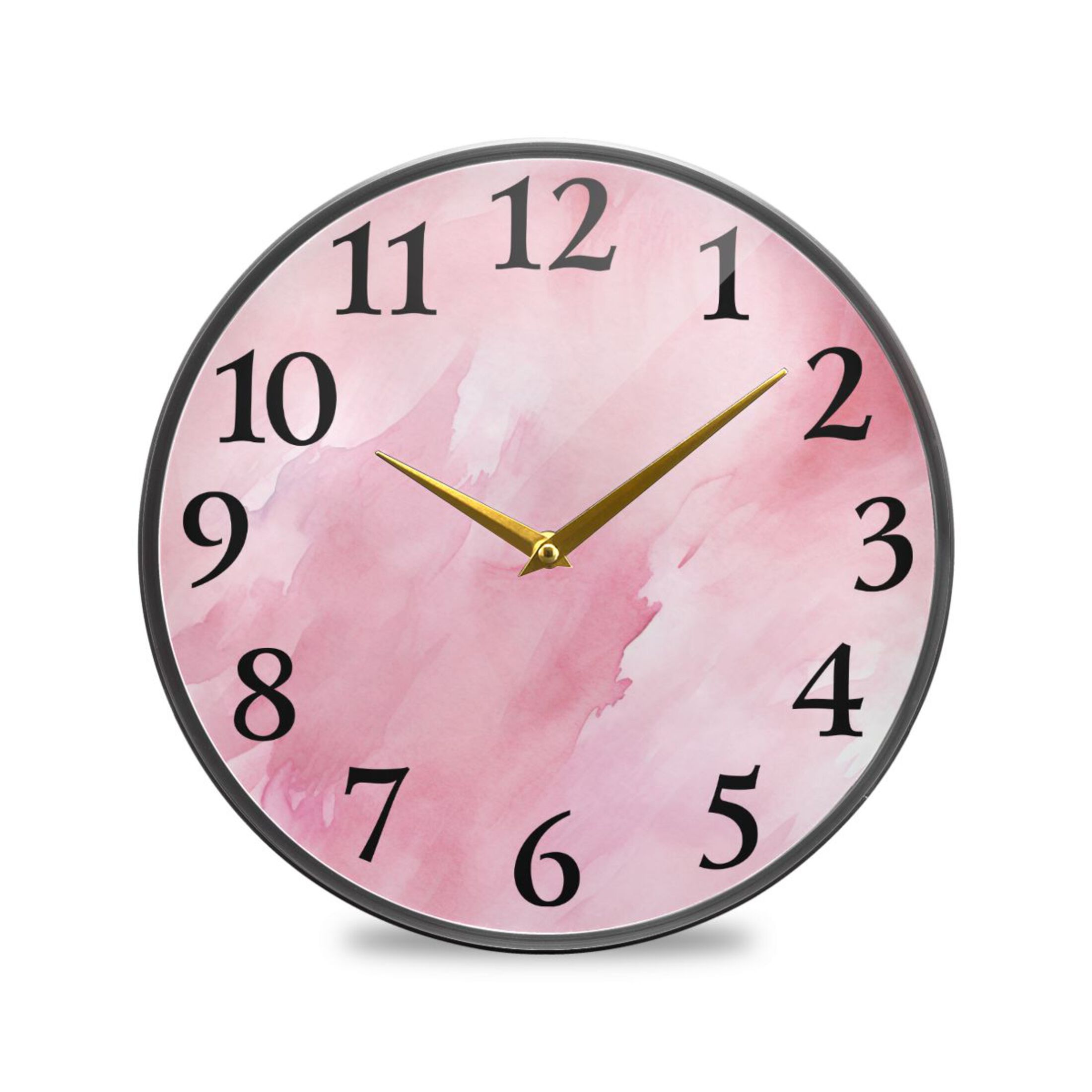 Marble Pink Wall Clocks Battery Operated 11.9 Inch Round Clock Acrylic ...