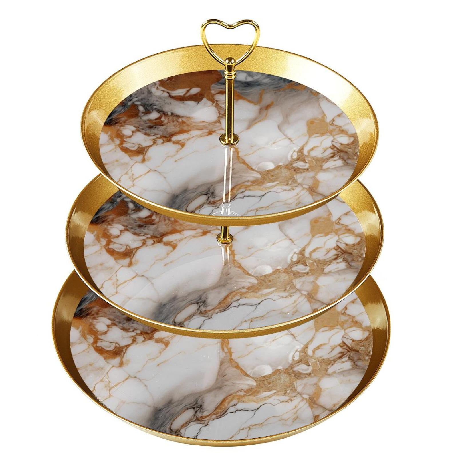 Marble Plastic Discs Dessert Table Holder with Iron Pillars - Elegant ...