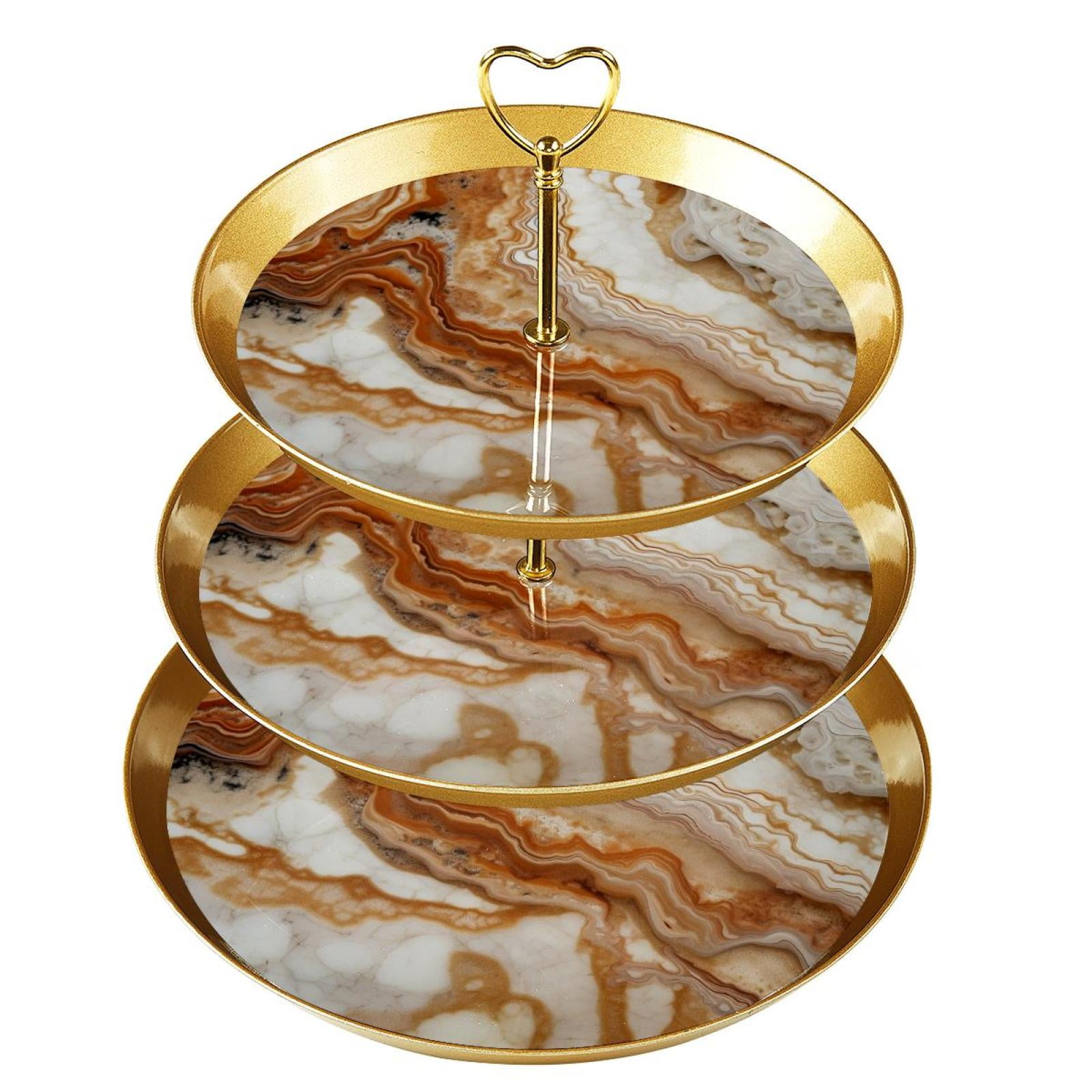 Marble Premium Plastic Discs Iron Pillars Dessert Table Decor Set with ...