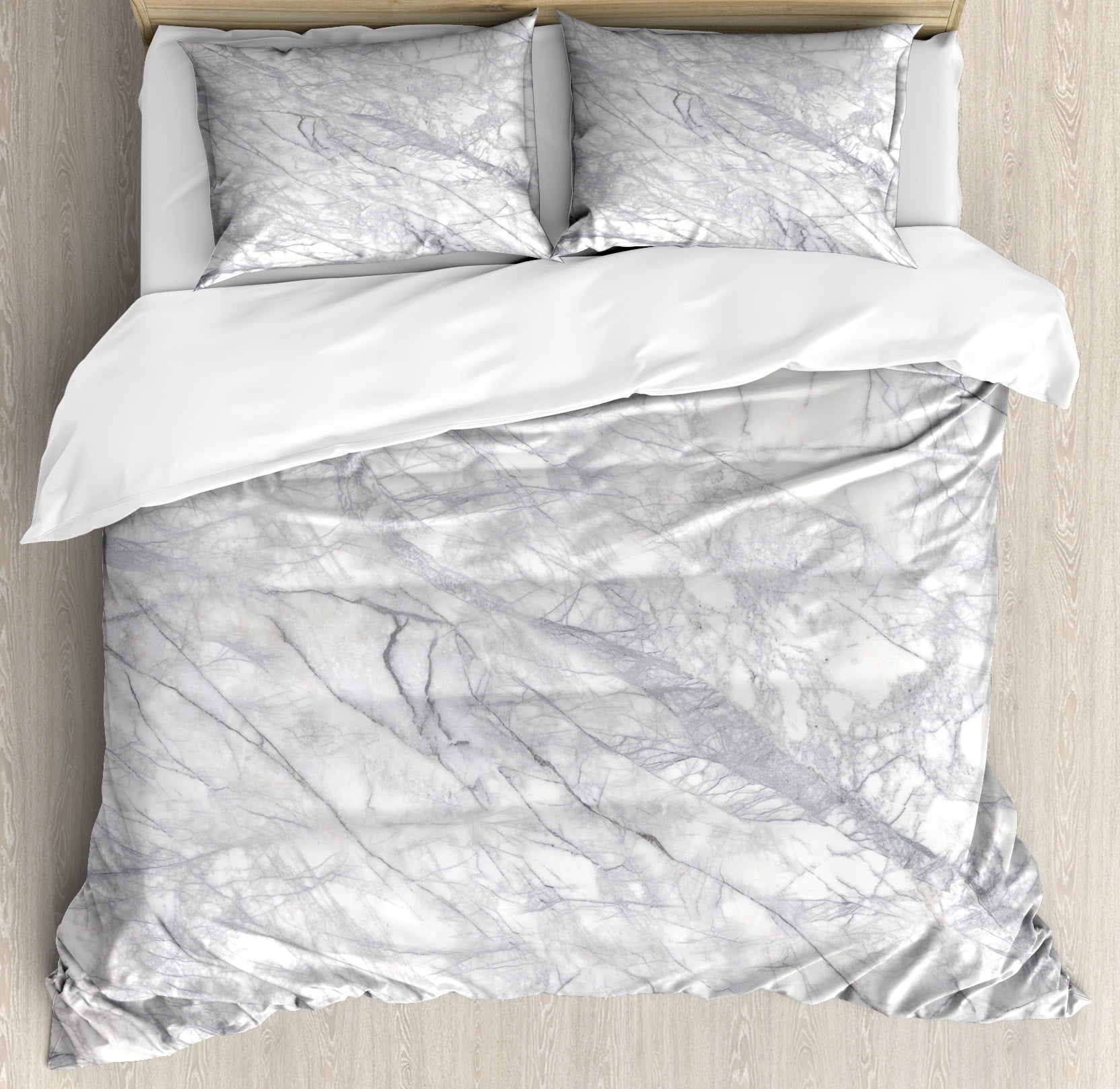 Marble Print Duvet Cover Set, Granite Surface with Bunch of Fracture ...