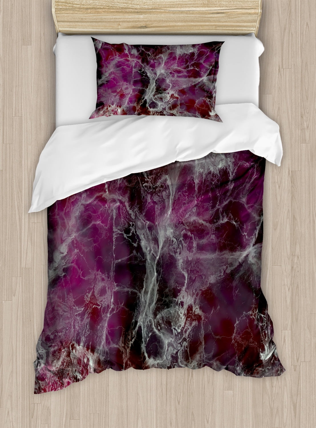 Marble Print Duvet Cover Set, Psychedelic Dark Colors Cloudy Onyx Stone ...
