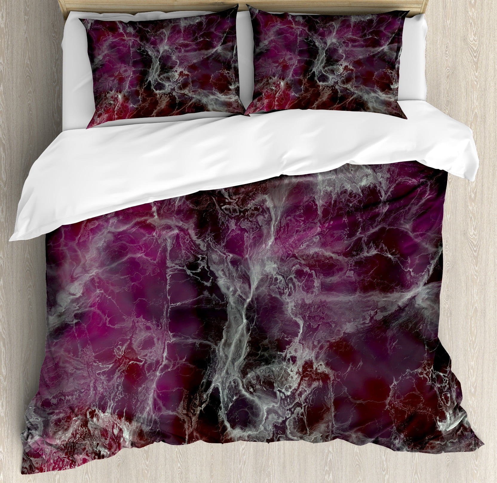 Marble Print Duvet Cover Set, Psychedelic Dark Colors Cloudy Onyx Stone ...