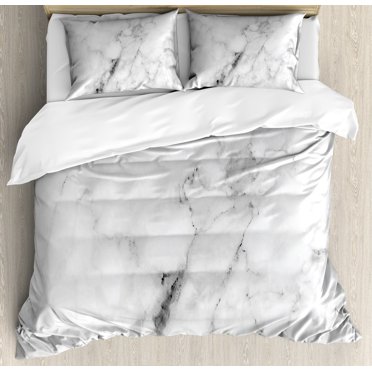 Marble King Size Duvet Cover Set, Nature Granite Pattern with Cloudy ...
