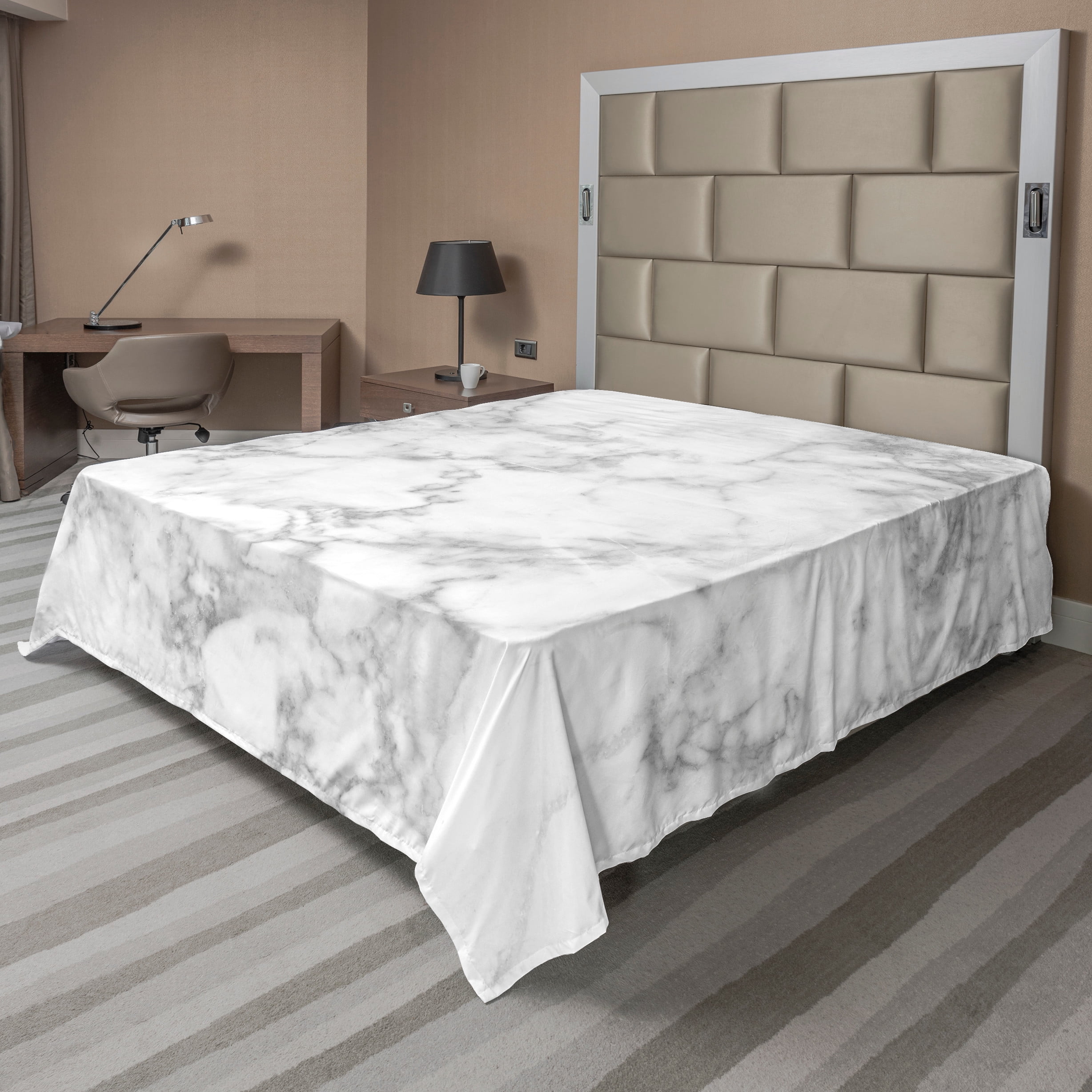 Marble Print Flat Sheet, Nature Granite Pattern Cloudy Spotted Trace ...