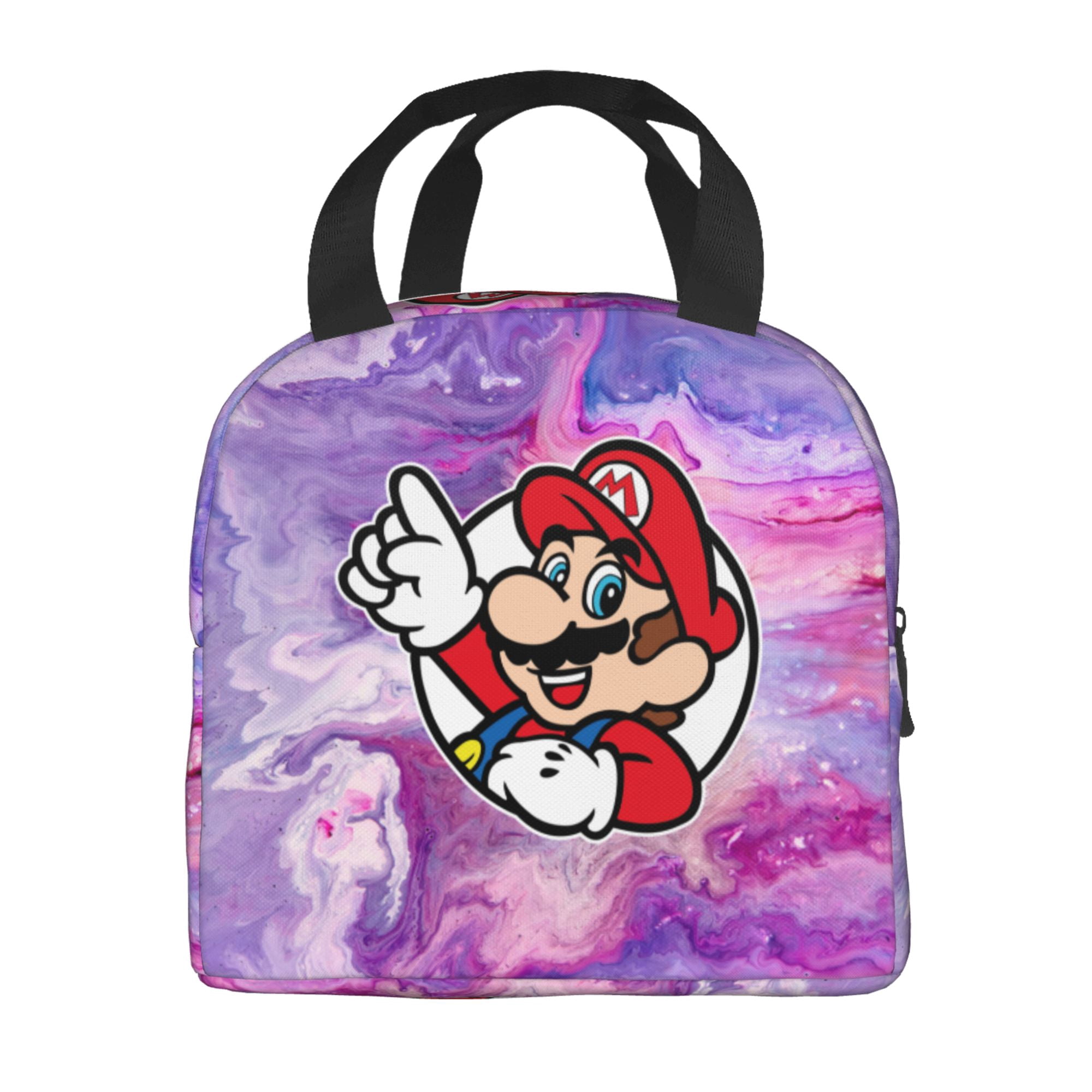 Marble Print Super Mario Lunch Bag Reusable Insulated Lunch Box for ...