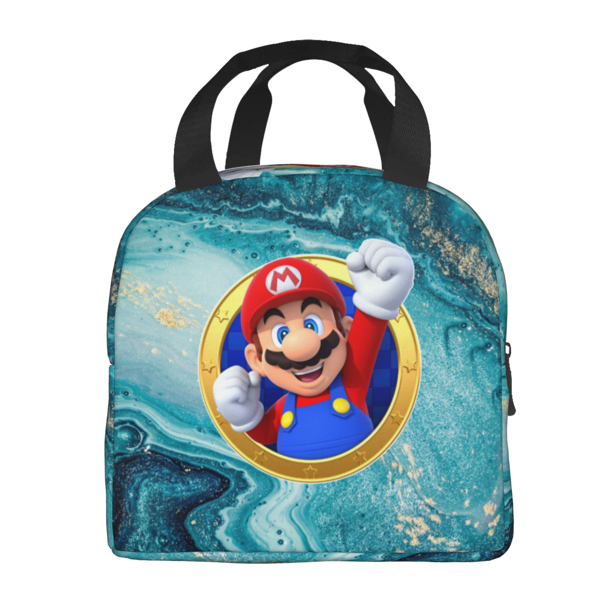 Marble Print Super Mario Lunch Bag for Reusable Insulated Lunch Box for ...