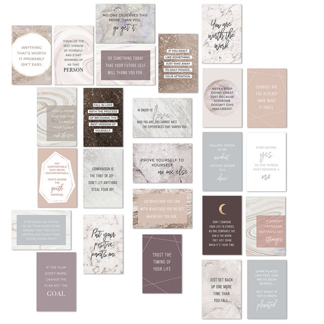 Marble Quartz Motivational Quote Postcards / 25 Faux Glitter Wellness ...