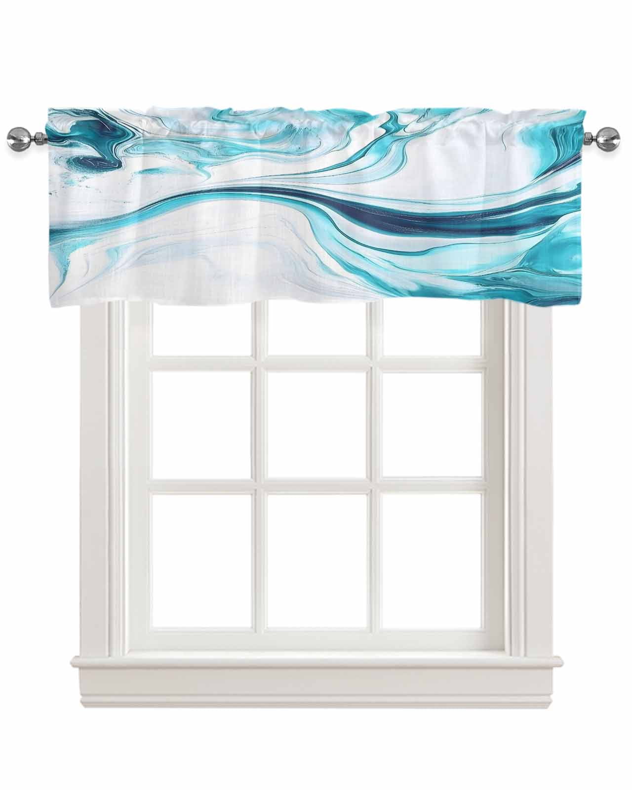 Marble Ripple Kitchen Valances for Windows Farmhouse Linen Window ...