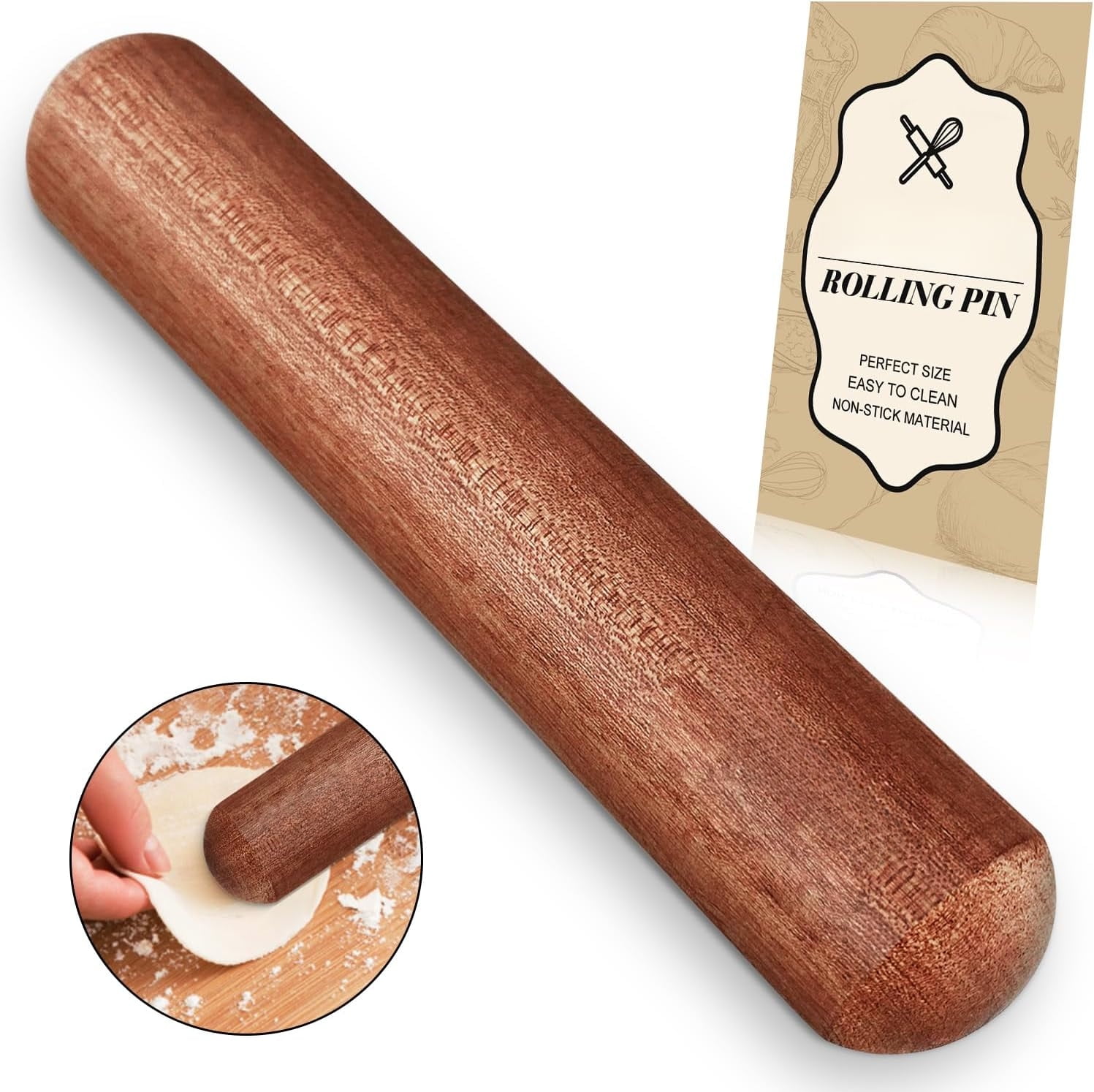Marble Rolling Pin With Wooden Handles & Wood Cradle, Marble Rolling ...