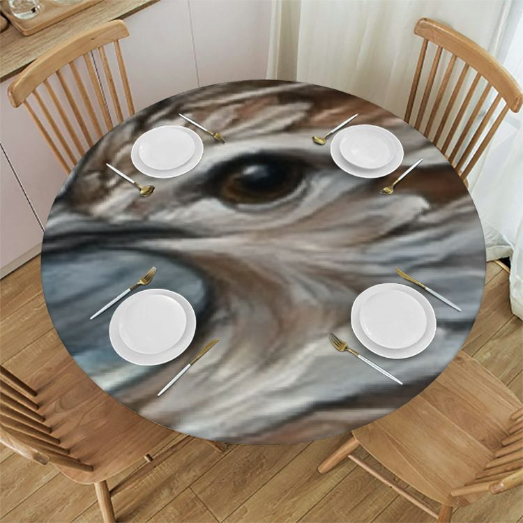 Marble Round Side Table Cloth, Retro Style Paintbrush Colors in ...