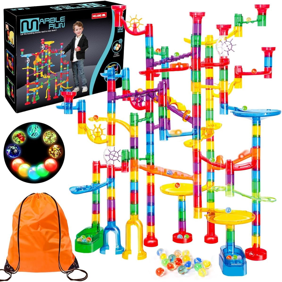 Marble Run - 132Pcs Marble Maze Game Building Toy for Kid, Marble Track ...