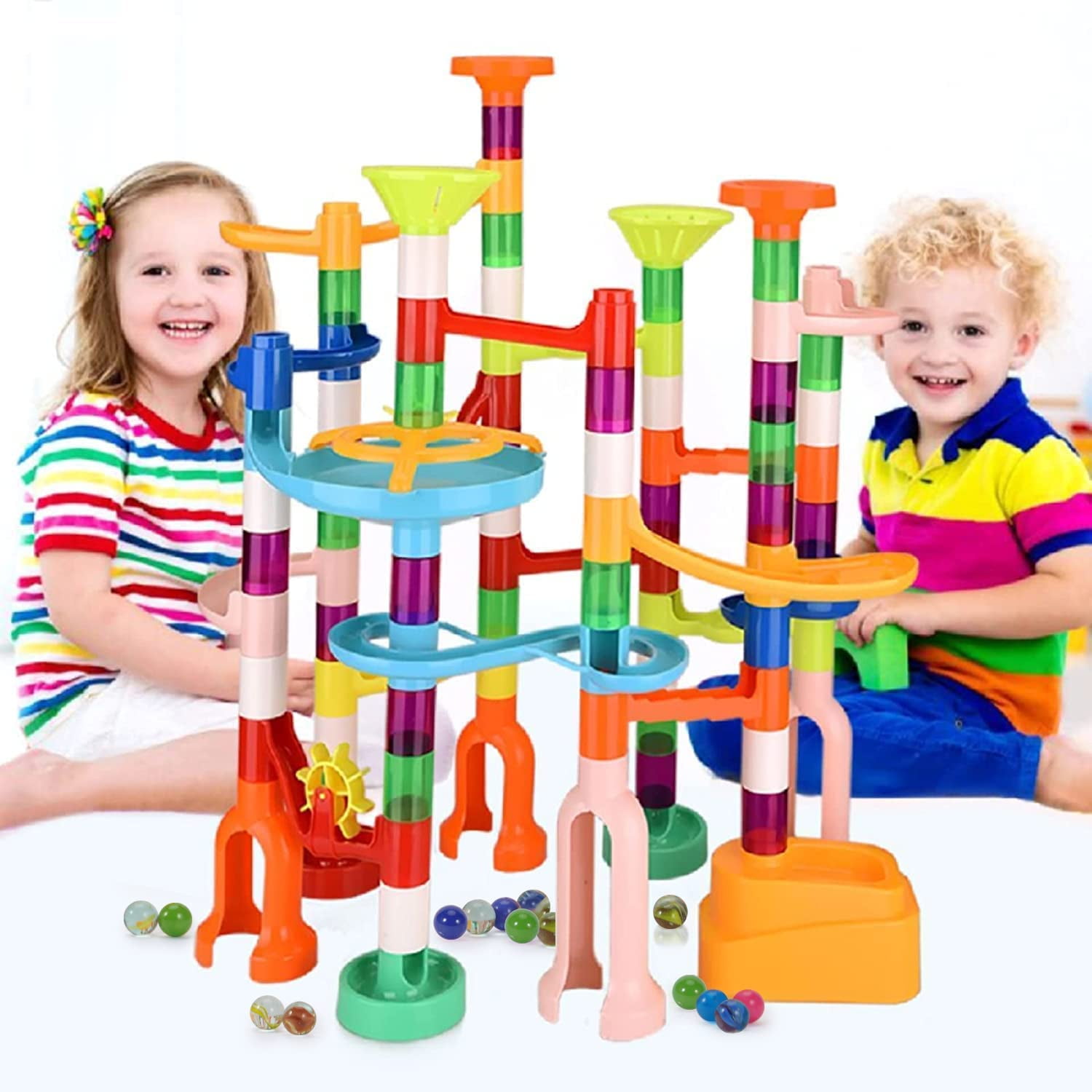 Marble Run, 135pcs Marble Maze Game Construction Building Toys for Kids ...