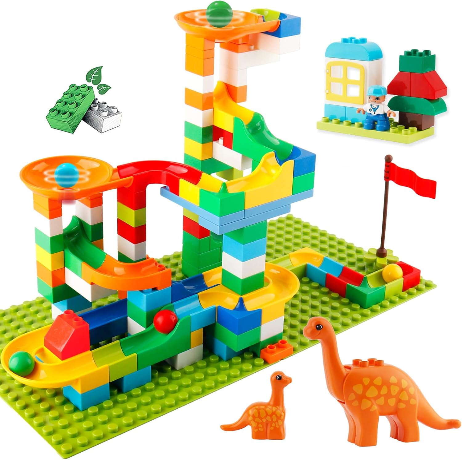 Marble Run Building Blocks, 145 PCS Classic Big Blocks STEM Toy Bricks ...