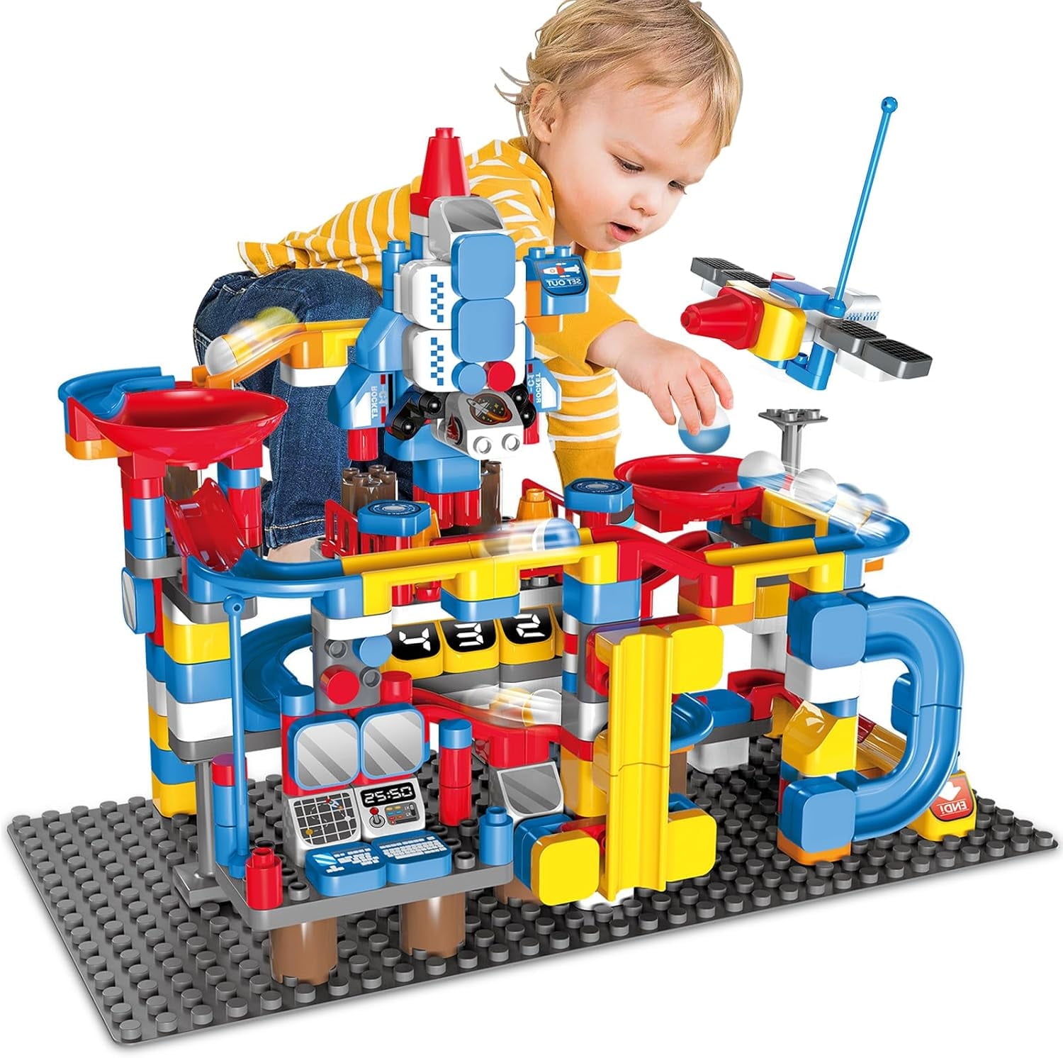Marble Run Building Blocks Toys, 292 PCS Race Track Montessori Toys ...