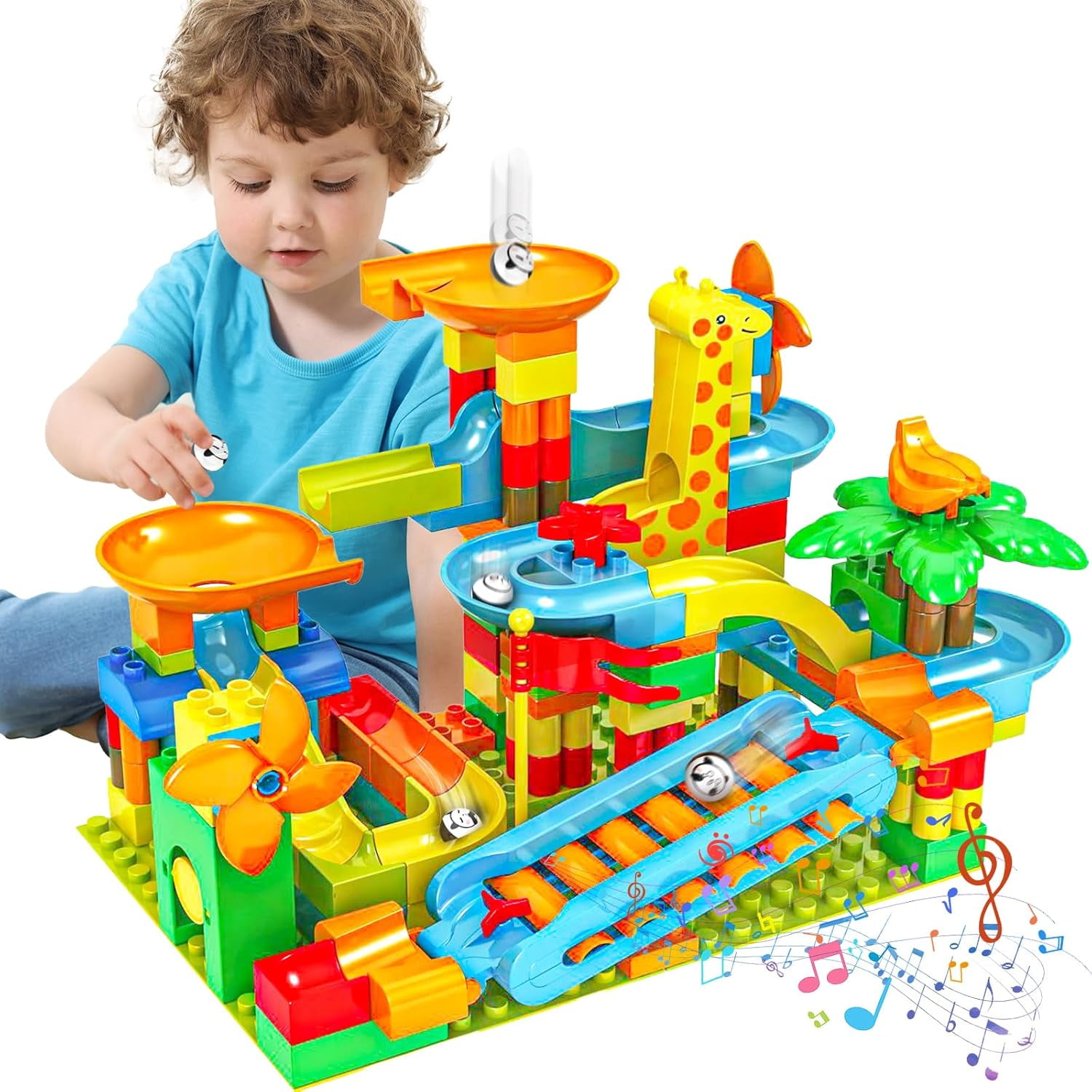 Marble Run for Kids Ages 4-8, 167 PCS Classic Big Size Blocks Set ...