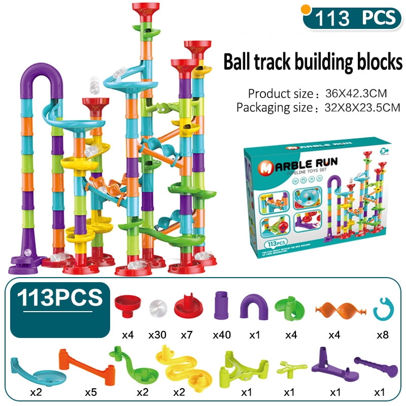 Marble Run Set Building Blocks Glass Marbles for Kids Ages 4-8 Girls ...