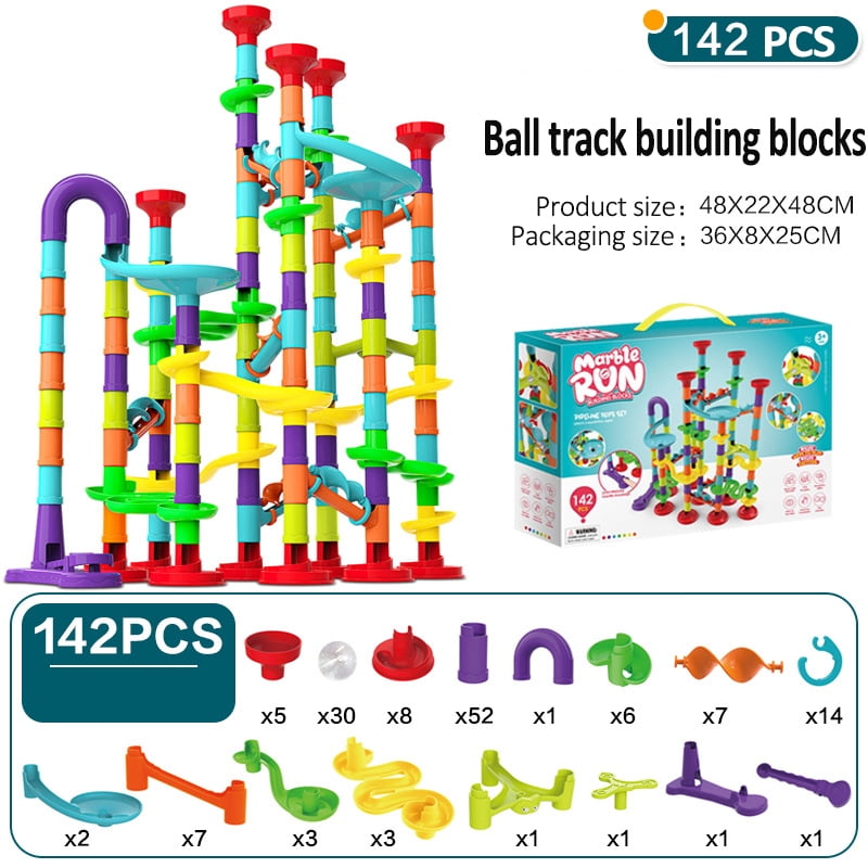 Marble Run Set Building Blocks Glass Marbles for Kids Ages 4-8 Girls ...