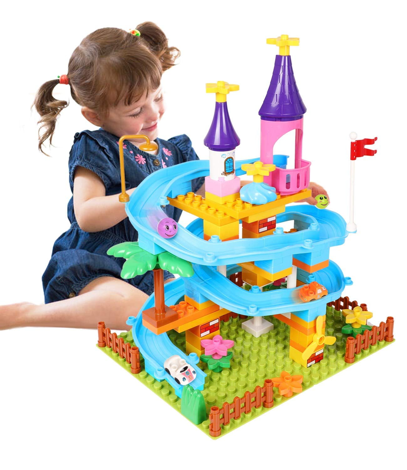 Marble Run Toy Building MMF7 Sets, 86Pcs Castle Building for Age 3 ...