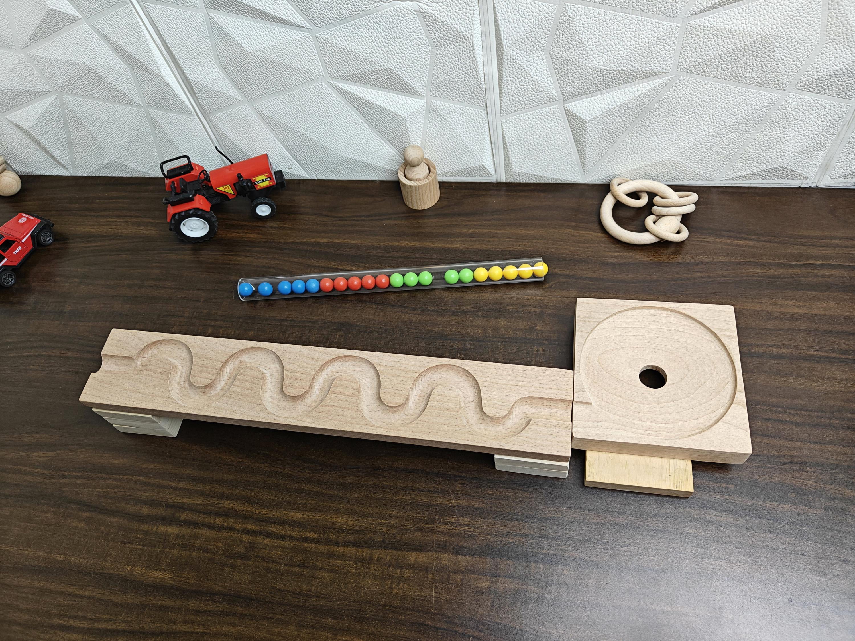 Marble Run Track,Full Set with Funnel Snake Marble Track Plate , Marble ...