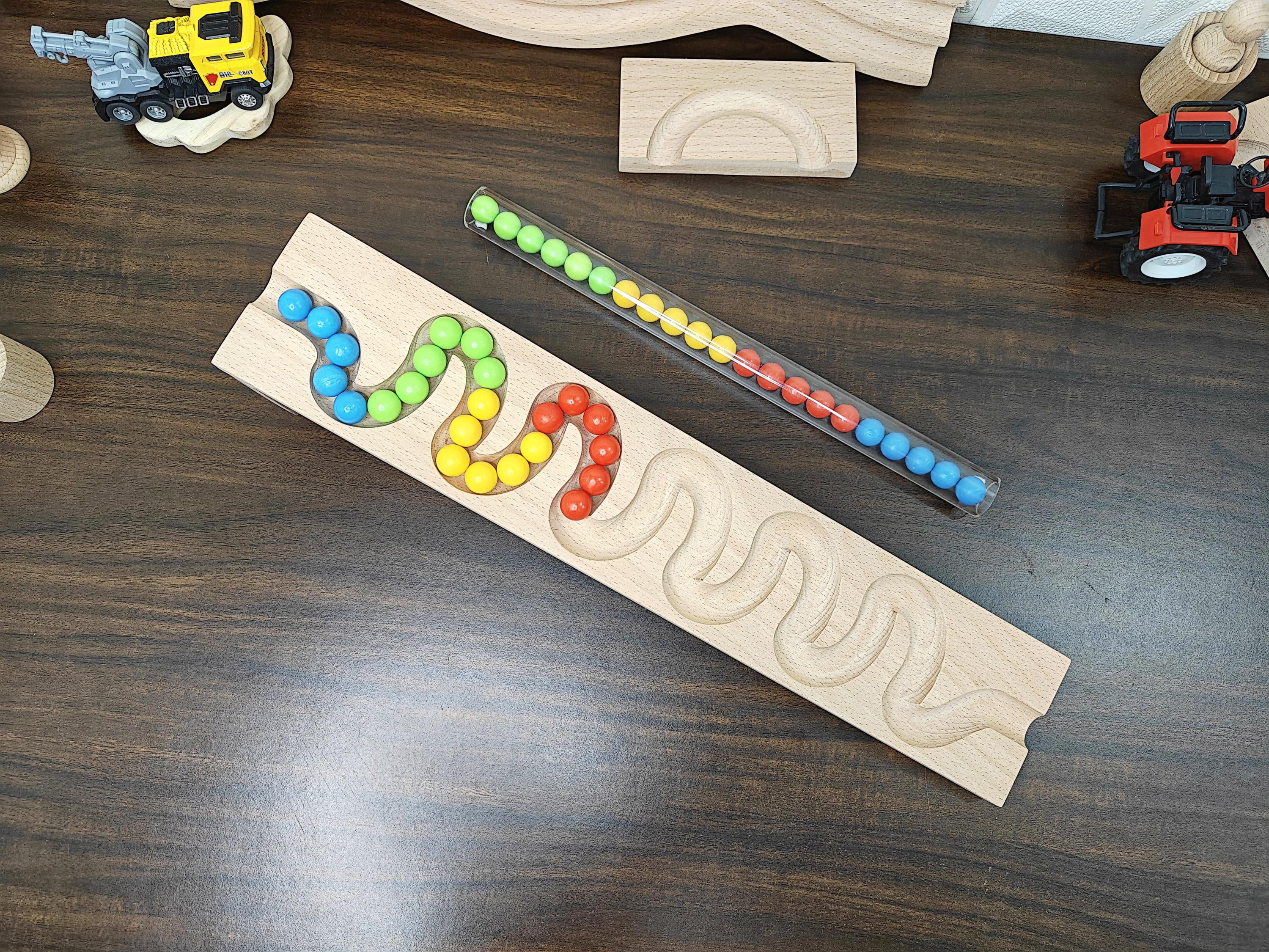 Marble Run Track LONG TRACK WAVE, Marble Race Marble Run Race Wooden ...