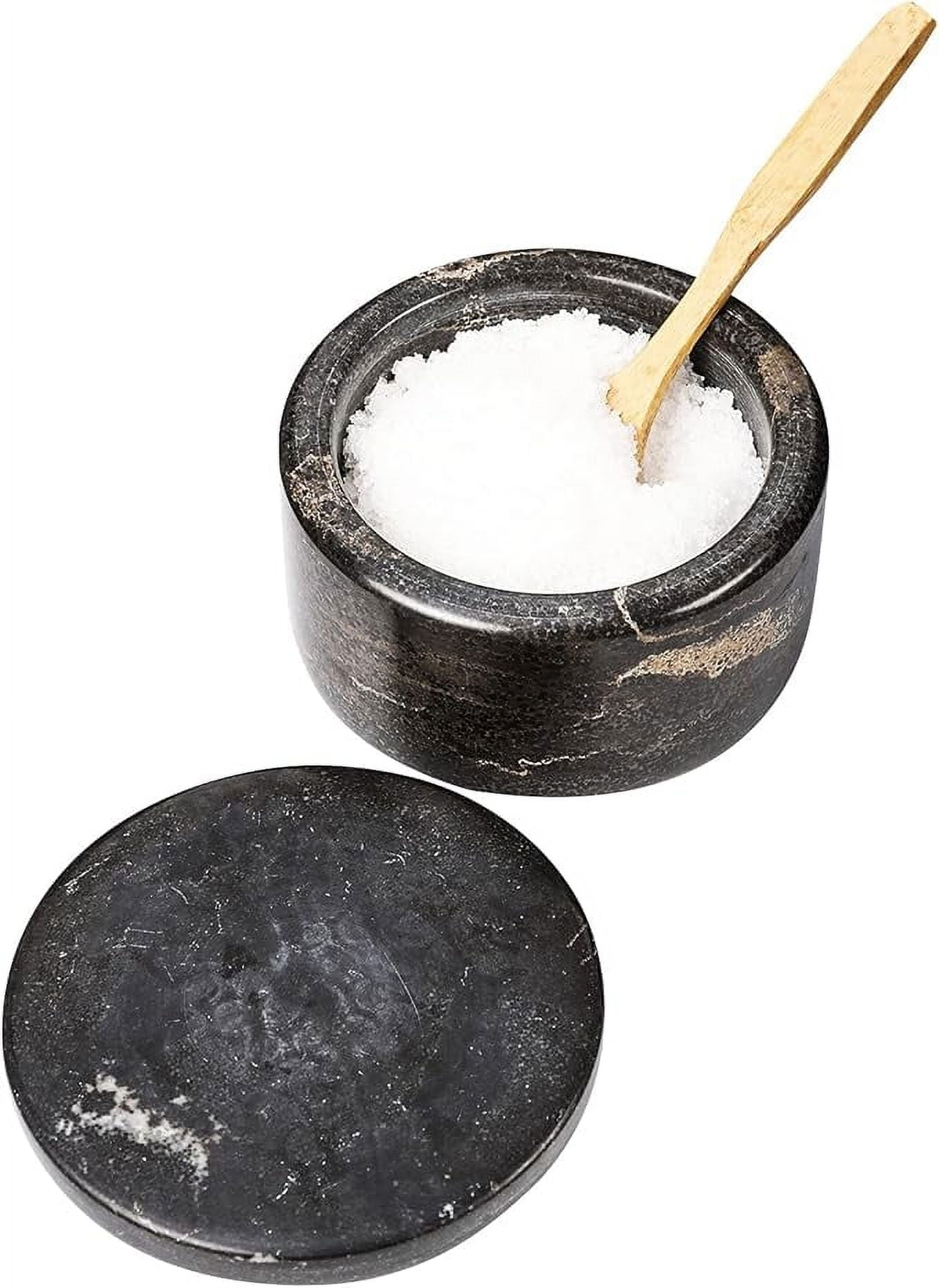 Marble Salt Box Salt Cellar with Lid 4 FL OZ Salt Holder Storage ...
