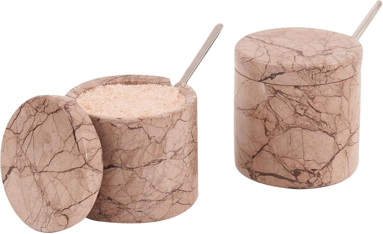 Radicaln Marble Salt Cellar With Lid 3" Marinara Handmade Salt Holder ...