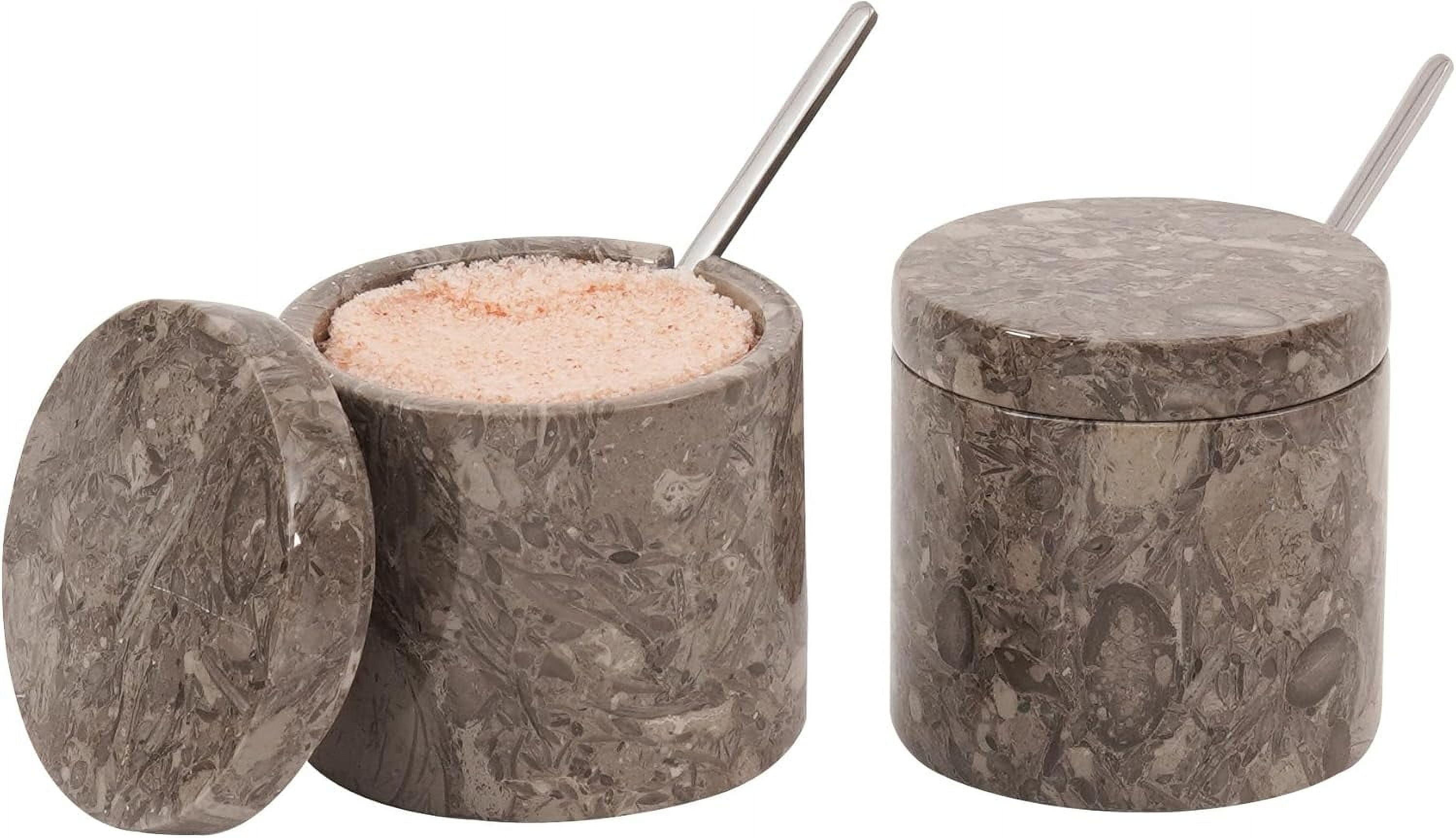 Radicaln Marble Salt Cellar with Lid 3" Oceanic Handmade Salt and ...