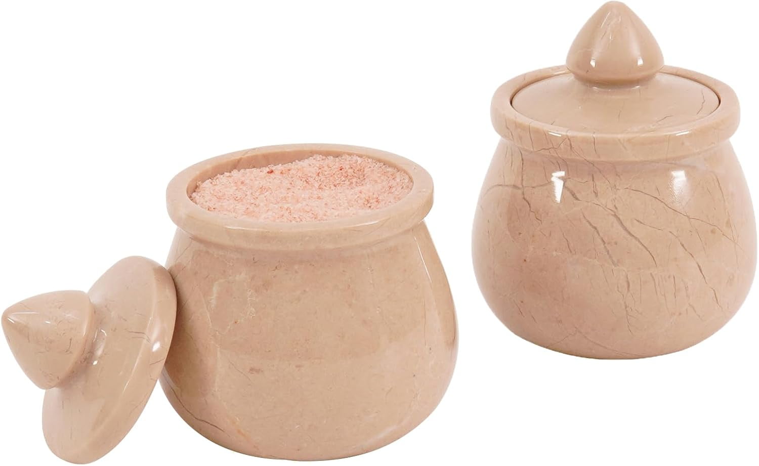 Marble Salt Cellar With Lid Verona 3.5" Inches Handmade Set Of 2 Salt ...