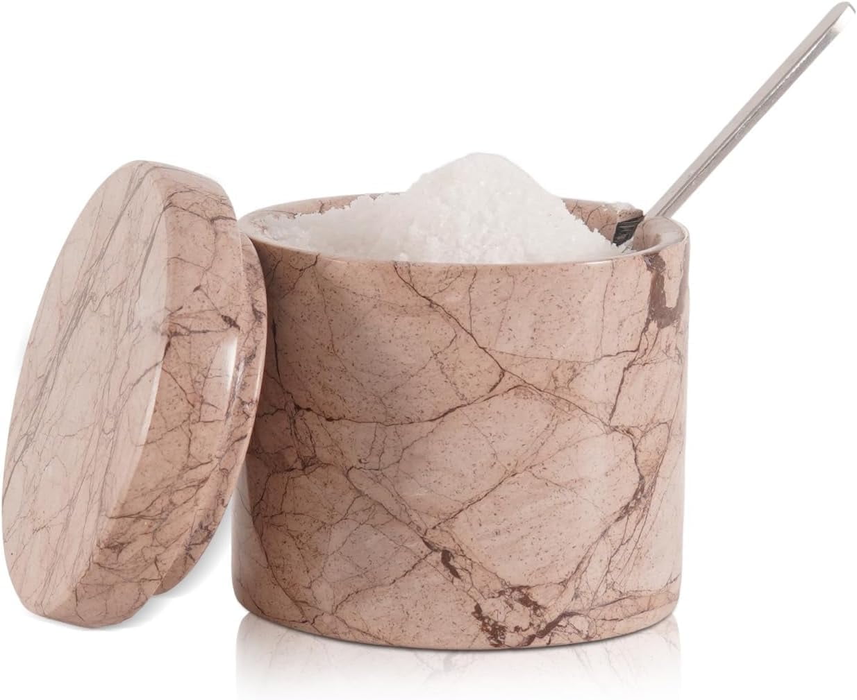 Radicaln Marble Salt Cellar With Lid 3" Marinara Handmade Salt Holder ...