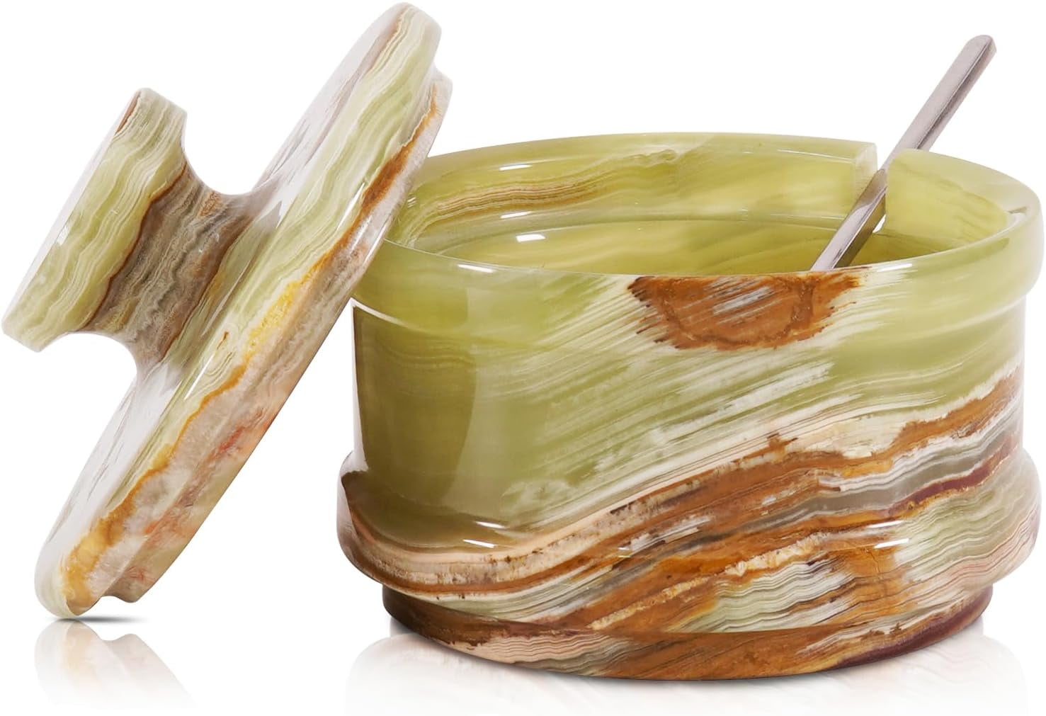 Marble Salt Cellar with Lid 3.5" Inch Green Salt Box, Seasoning ...