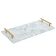 White Decorative Marble Serving Tray with Gold Handles for Coffee Table ...