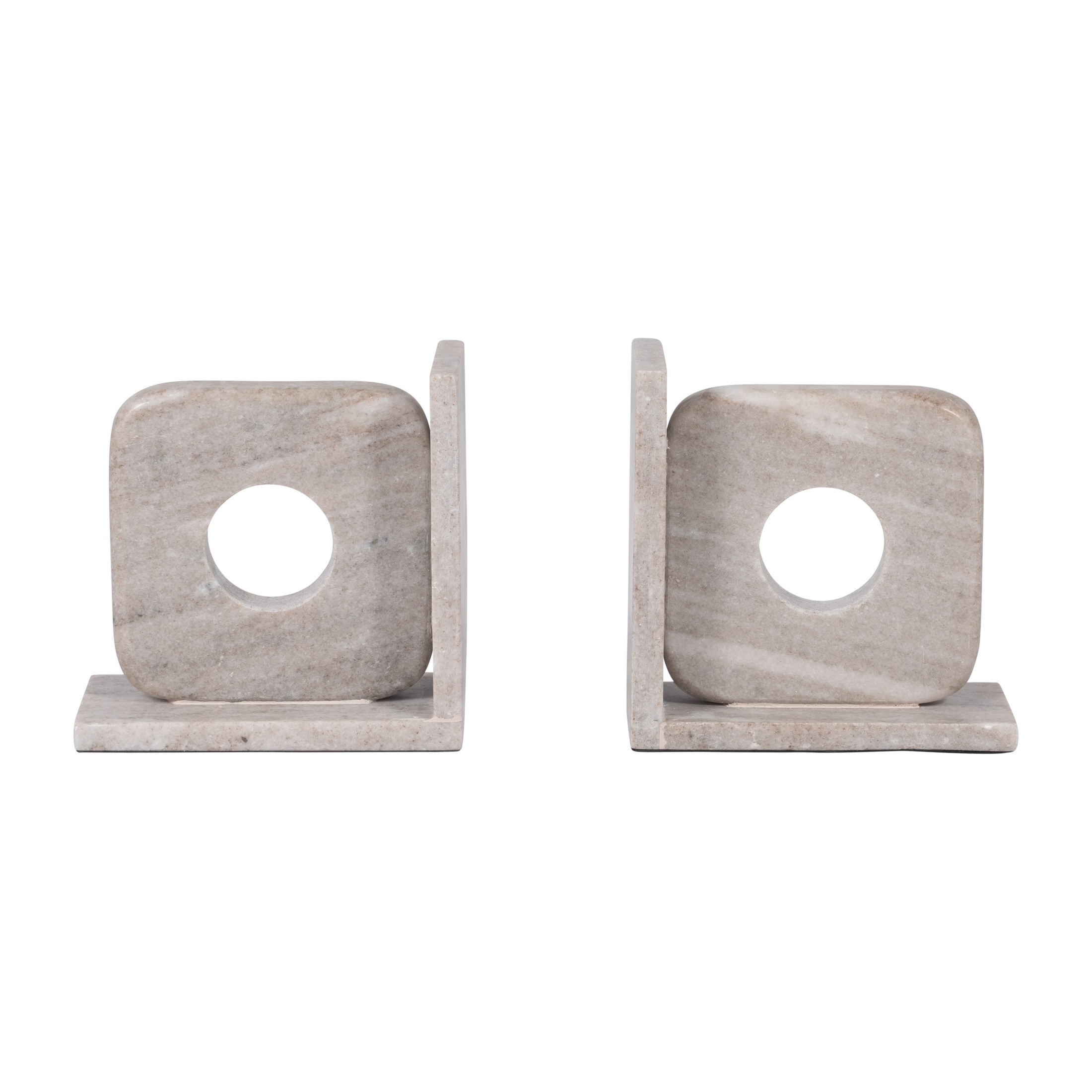 Marble, Set Of 2 6" Cut Out Square Bookends, Tan, Square, 6"H, Marble ...