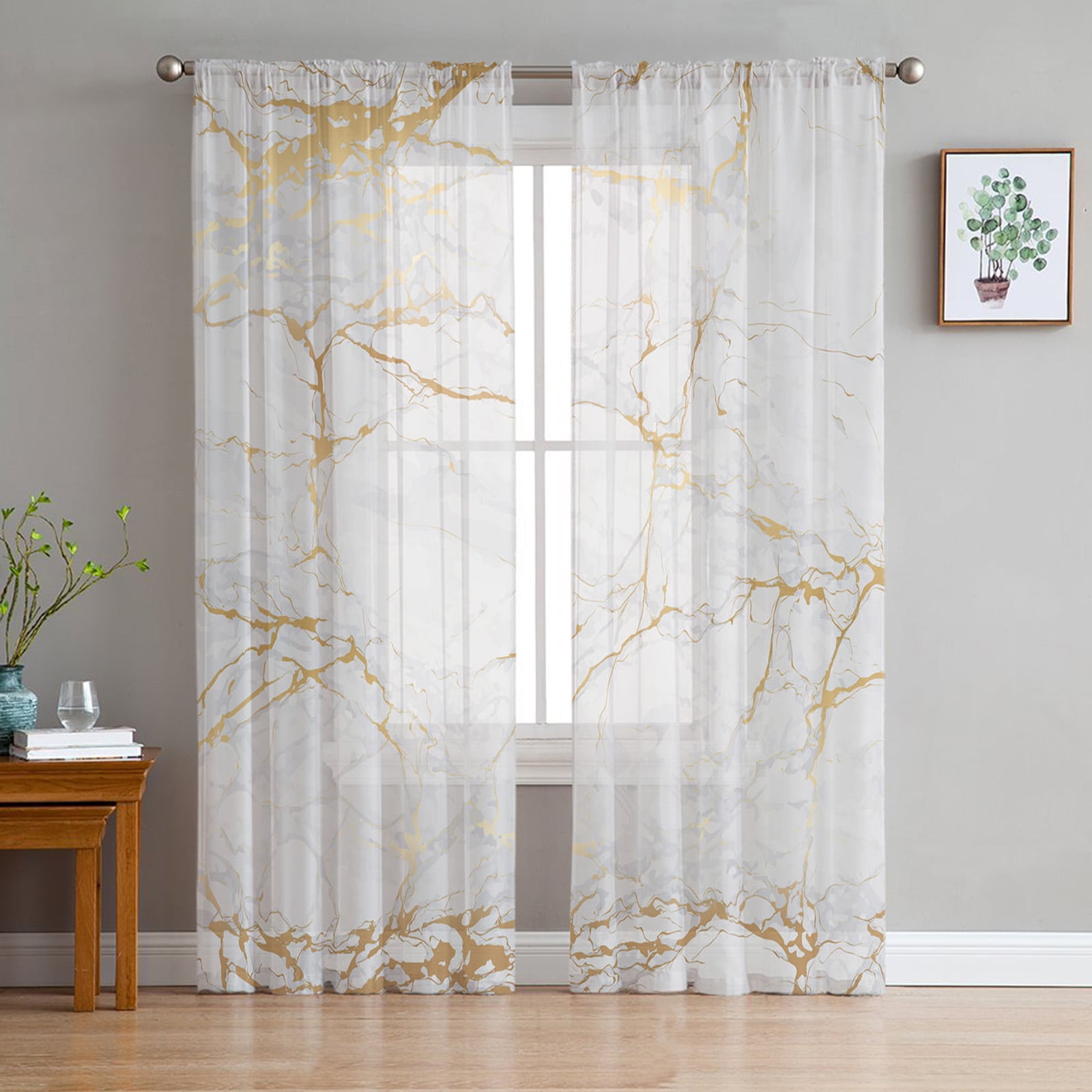 Marble Sheer Curtain Window Tulle For Living Room Cafe Bedroom Kitchen ...