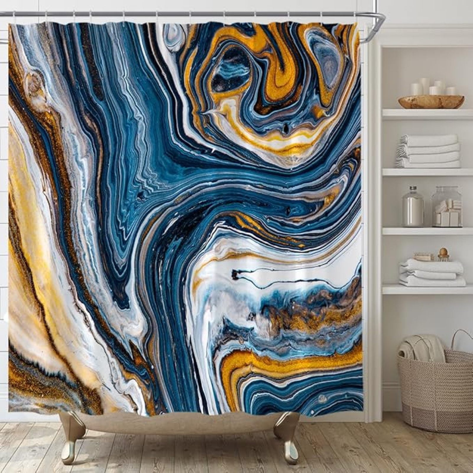 Marble Shower Curtain Abstract Orange Blue Marble Texture Background ...