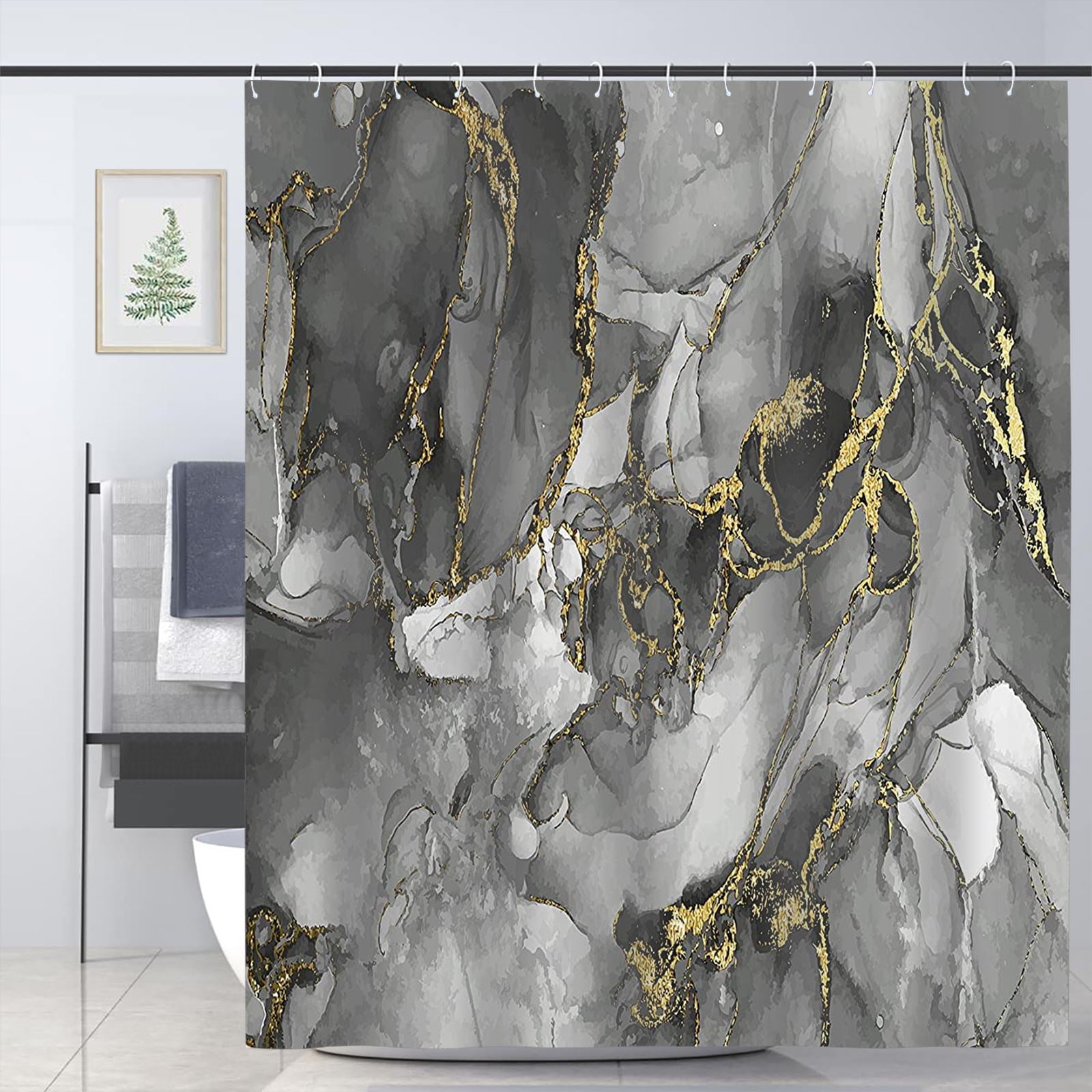 Marble Shower Curtain Texture Shower Curtains for Bathroom Decorative ...