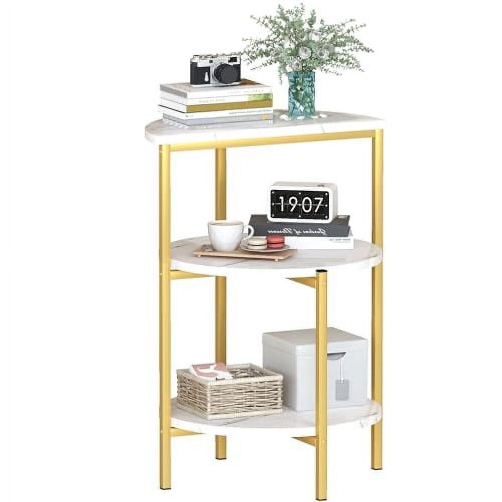 Marble Side End Table, 3-Tier Sofa Side Table,Small Round Coffee Table ...