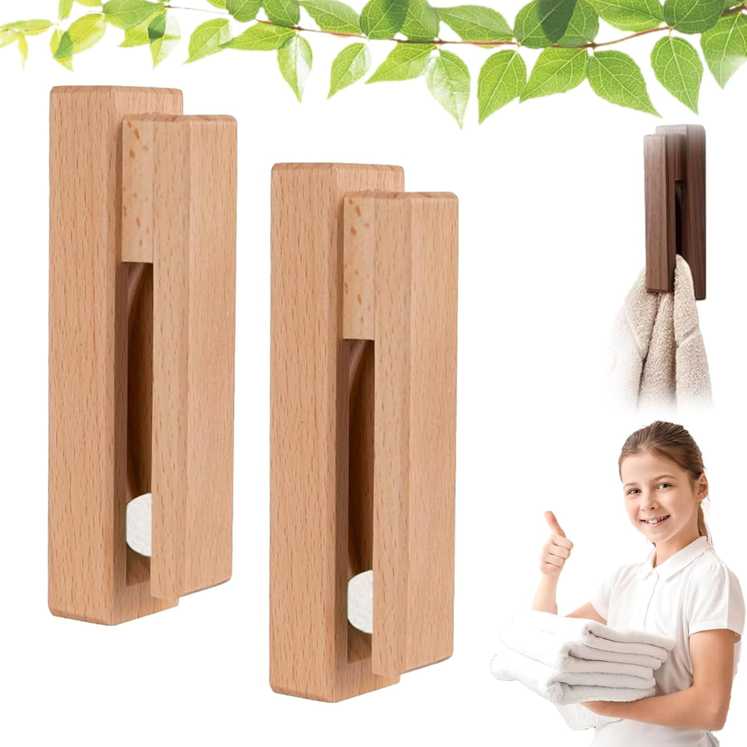 Marble Slide Towel Holder, Wooden Towel Racks for Bathroom Wall Mounted ...