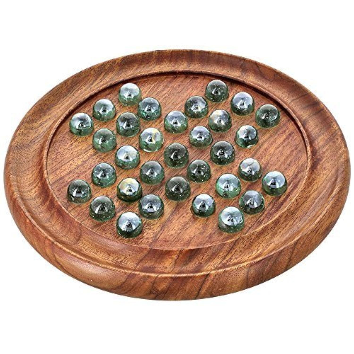 Marble Solitaire Board Game MMF7 9' Classic Wooden Holiday Indoor Brain ...