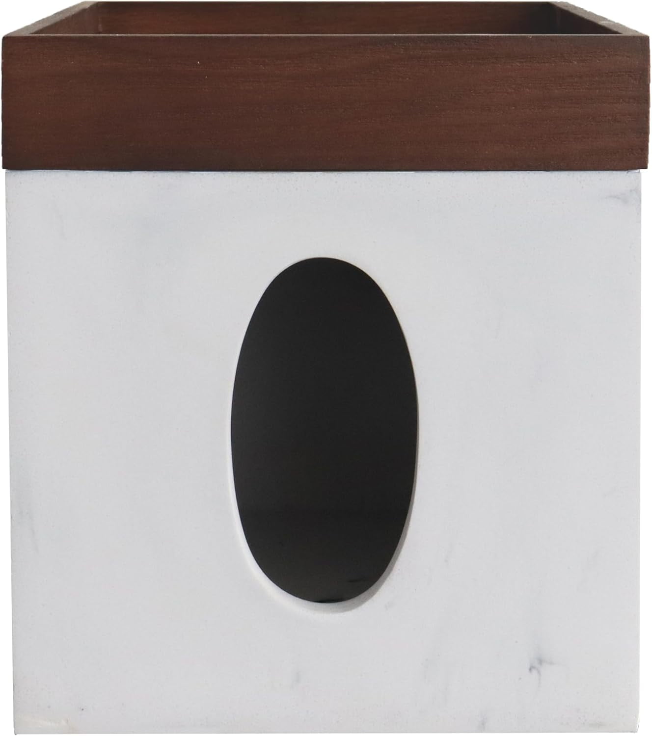 Marble Square Tissue Box Cover Kleenex Box Holder with Black Wooden ...