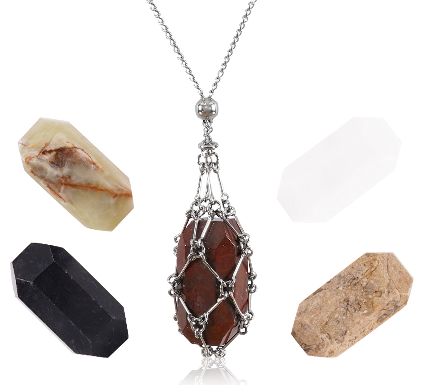 Marble Stories Cage Necklace Set – 5 Handcrafted Marble Stones with ...