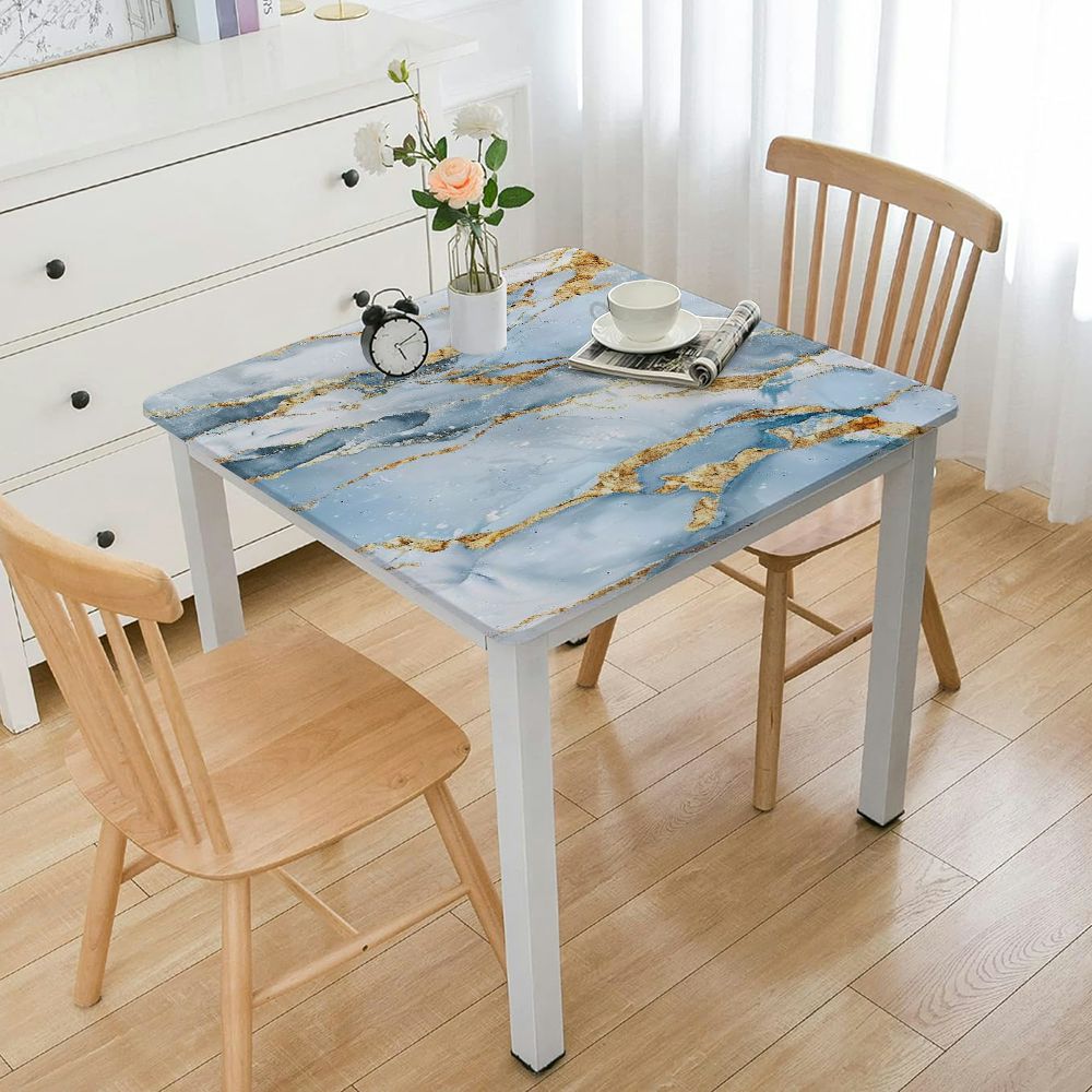 Marble Stretch Square Table Covers, Marbled Surface Elastic Edge ...