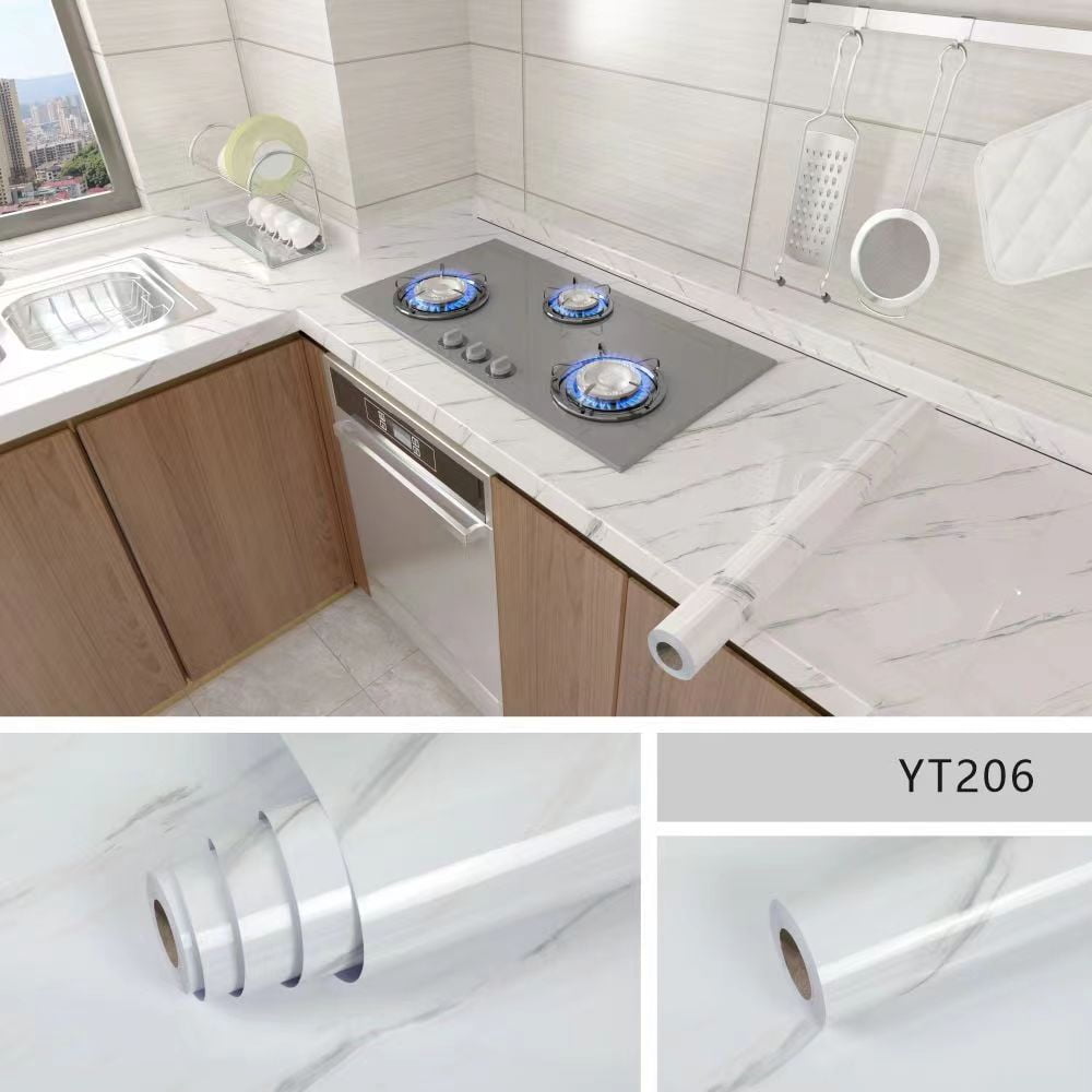 Marble Style Waterproof Self-Adhesive Kitchen Wallpaper Sticker for ...