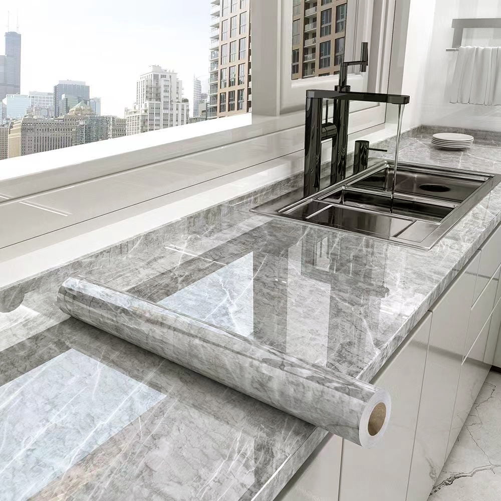 Marble Style Waterproof Self-Adhesive Kitchen Wallpaper Sticker for ...