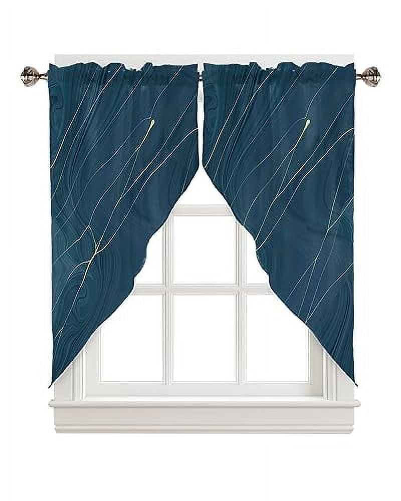 Marble Swag Valance Curtains Blue White Marble Texture Rod Pocket ...