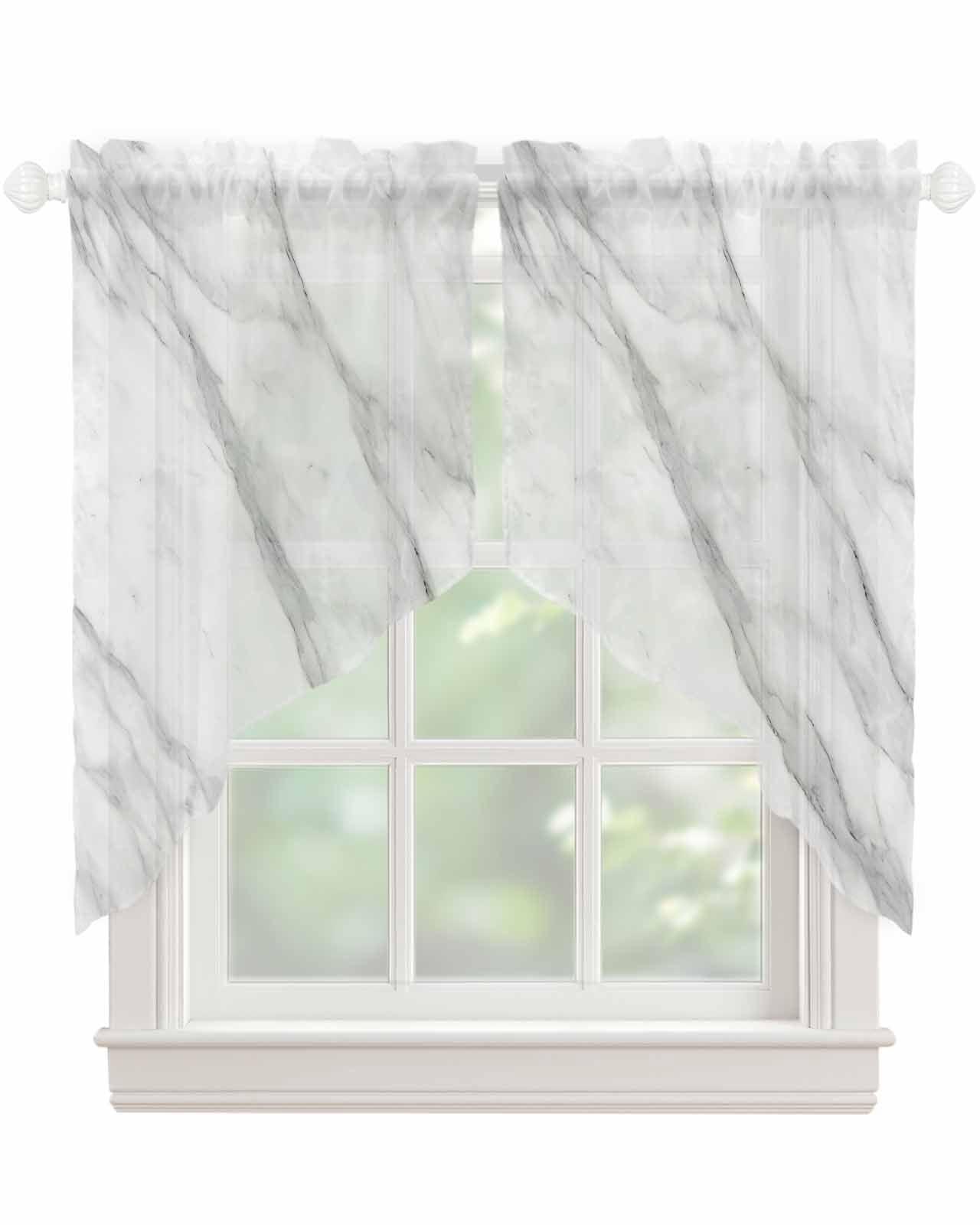 Marble Swag Valances for Windows, Modern Grey White Rock Monochrome ...