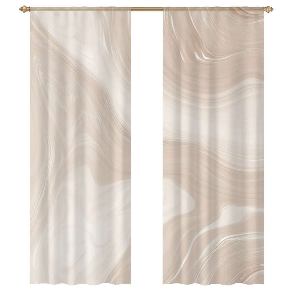 Marble Swirl Texture Print Sheer Voile Curtain Window Tulle Curtains ...