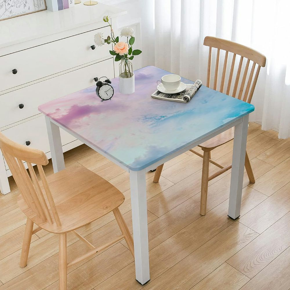 Marble Table Cover, Pastel Toned Cloudy Crack Lines Stained Antique ...